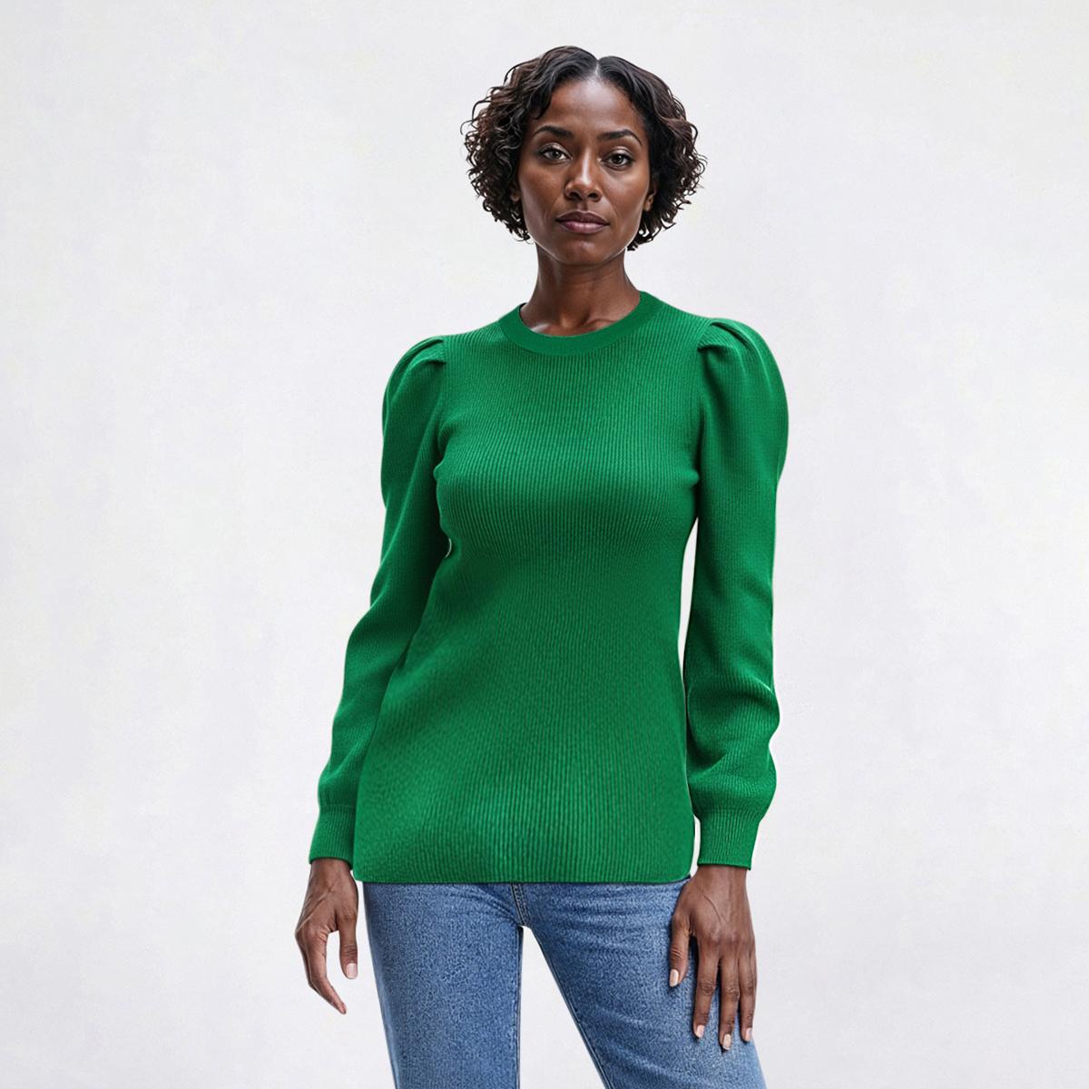 Click here for Petite Anne Klein Puff Sleeve High Crew Neck Sweat... prices